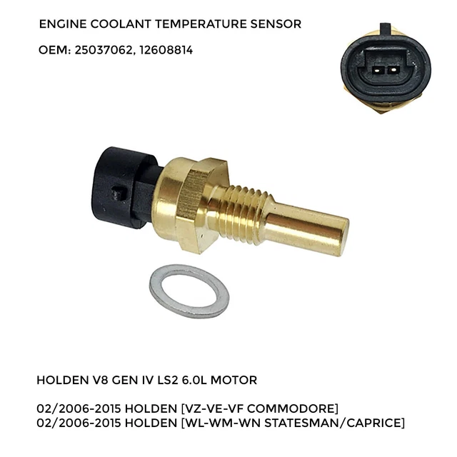 COOLANT TEMPERATURE SENSOR COMMODORE VZ 6.0 V8 04-07 Gen4 LS2 HOLDEN £ ...