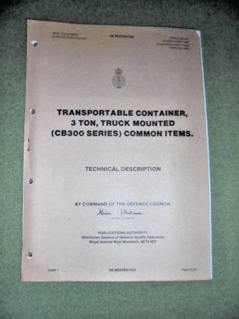 ARMY 3 TON Truck mounted Container CB300 Technical Description Comms ...