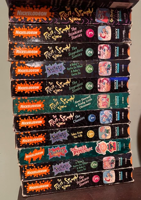VINTAGE NICKELODEON VHS lot of 11 orange vhs tapes rugrats the ren ...