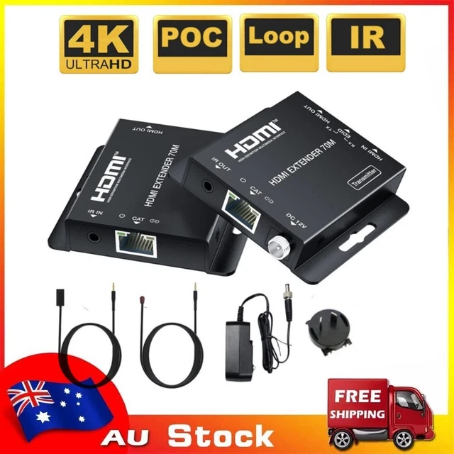 HDMI 4K EXTENDER POC over Cat6/7 cable up to 70M 230ft with IR and HDMI ...
