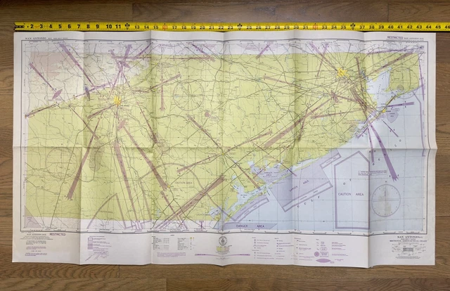 WWII 1944 SECTIONAL Aeronautical Chart Map San Antonio TX O-5 ...
