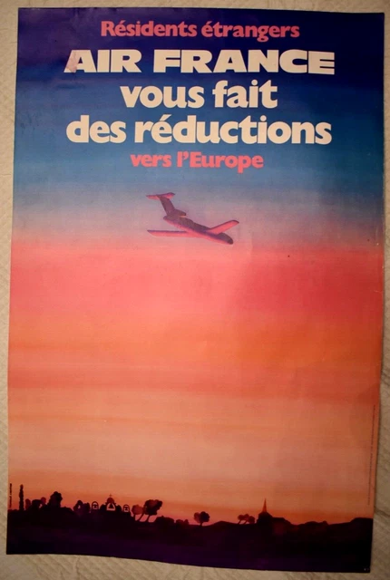 ANCIENNE AFFICHE RESIDENTS Etrangers Air France Triangle Creation Mars ...