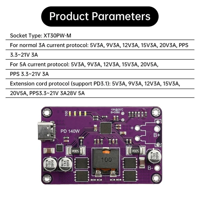140W FAST CHARGING Module PD3 1 Type C Interface for 3S to 6S Lithium ...