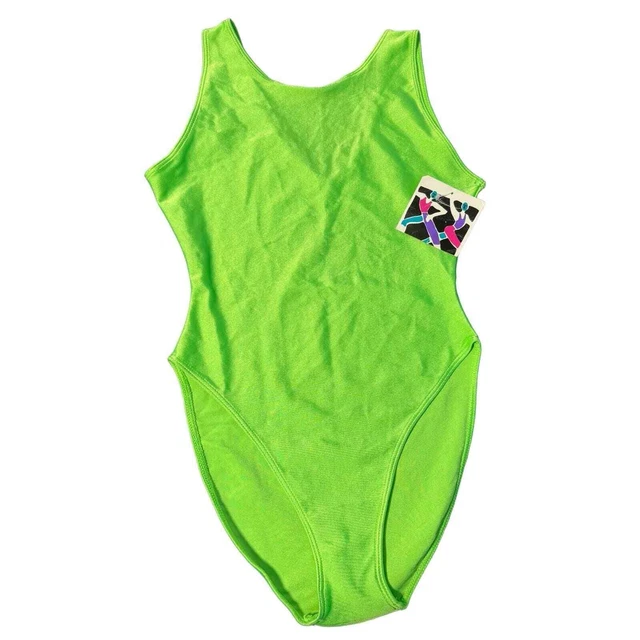 VINTAGE 80S WORKOUT Dance Leotard High Cut Size Medium Shinny Nylon ...