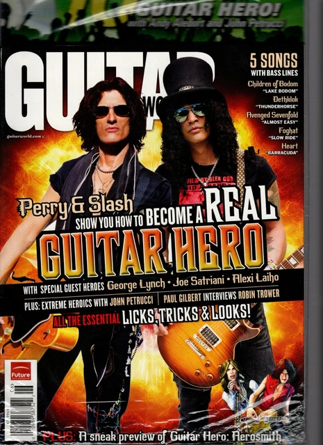 GUITAR WORLD MAGAZINE Perry & Slash Guitar Hero Lynch Joe Satriani EN ...