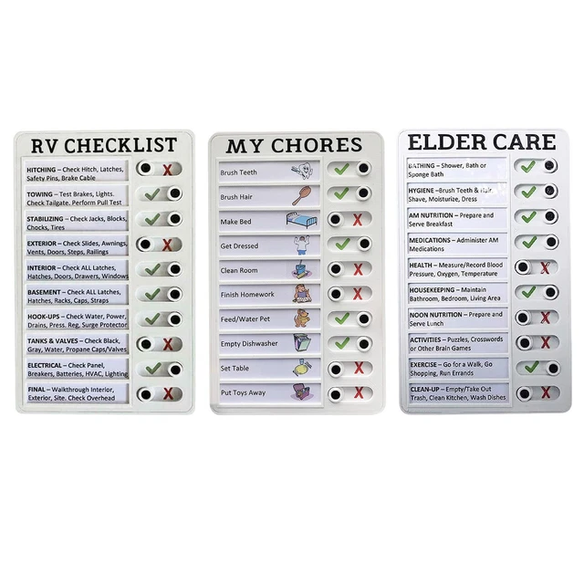 MEMO PLASTIC BOARD Chore Chart Reusable RV Checklist My Chores Elder Care Memo £5.89 - PicClick UK