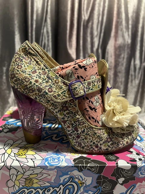 IRREGULAR CHOICE SIZE 7 “Oz Cant Touch This” purple floral Perspex ...