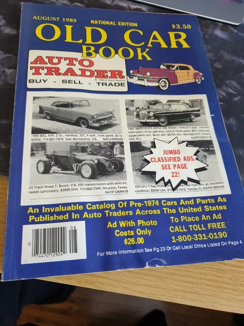 U.S NATIONAL EDITION Auto Trader old car book- August 1989 £1.00 ...