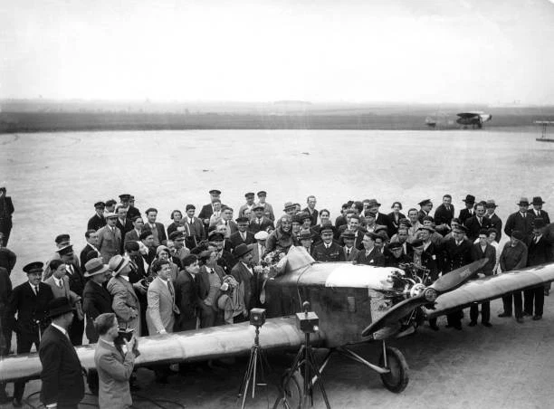 AT AERODROME BOURGET French female pilot Maryse BASTIE greeted- 1931 ...