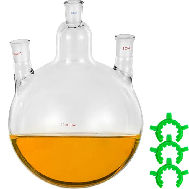 VEVOR ROUND BOTTOM Flask Receiving Flask 10L Reaction Flask 3 Neck ...