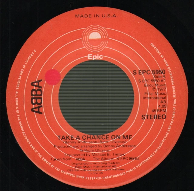 ABBA TAKE A Chance On Me / I'm A Marionette 7" vinyl USA Epic 1978 7 ...
