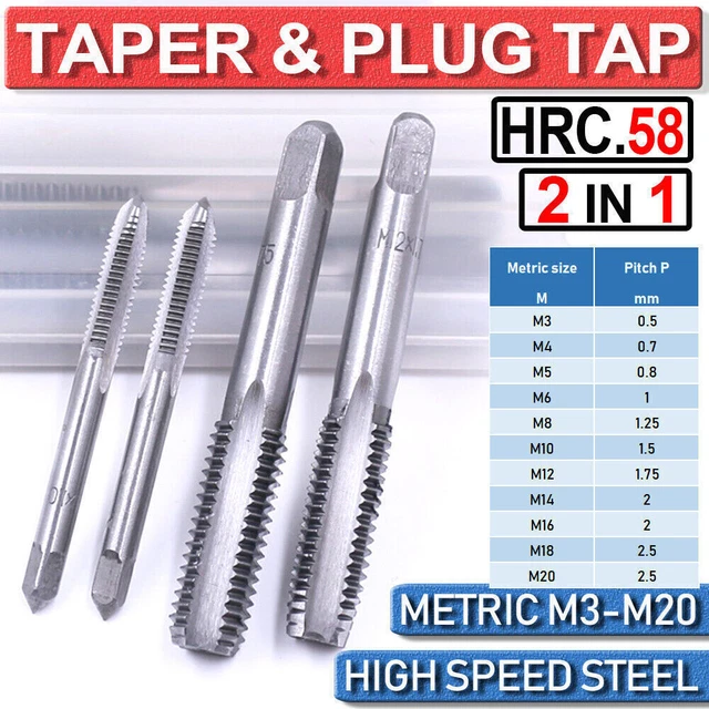 HSS TAPER & Plug Tap Set Metric Right Hand Thread Hole Cutter Metal ...