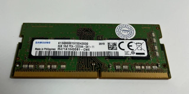 SAMSUNG 8GB 1RX8 Pc4-3200Aa-Sa1-11 Memory Ram Module M471A1K43Db1-Cwe £19.99 - PicClick UK