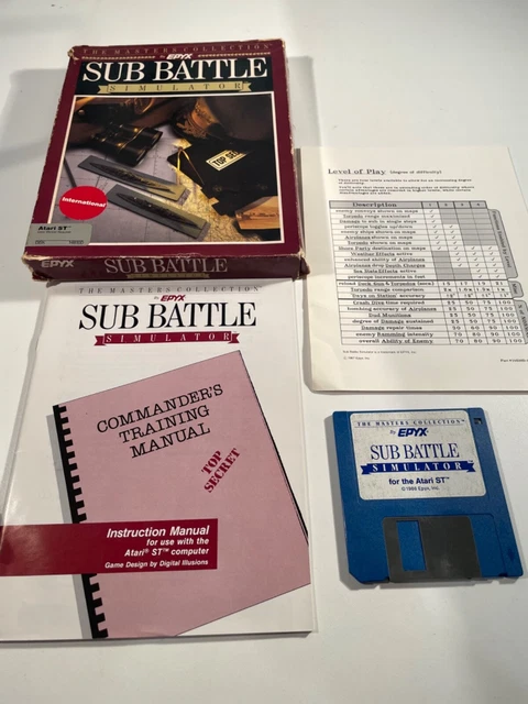 VINTAGE ATARI ST SUB BATTLE SIMULATOR Big Box Game collectable boxed ...