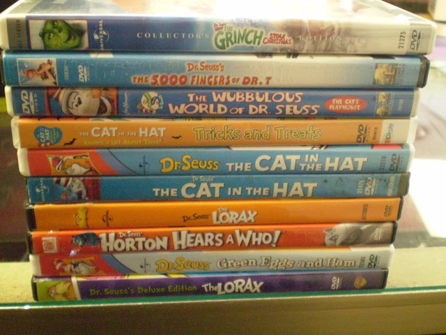 (10) DR. SEUSS Children's DVD Lot: The Grinch Lorax Cat in the Hat ...