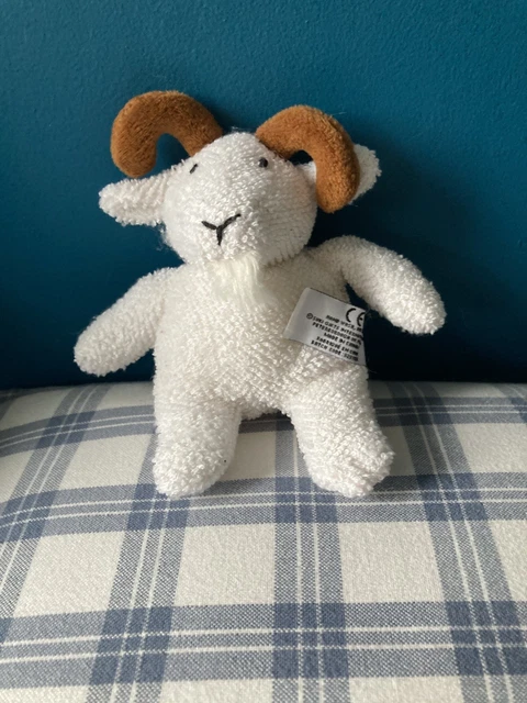 SUKI GRUFFY WHITE Goat / Ram Brown Horns Beanie Soft Toy - approx 6” £4 ...