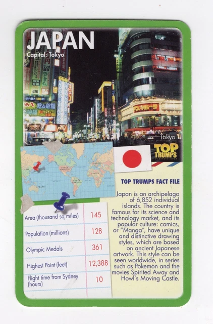 TOP TRUMPS CARD. Countries of the World Japan, Tokyo $4.99 - PicClick AU