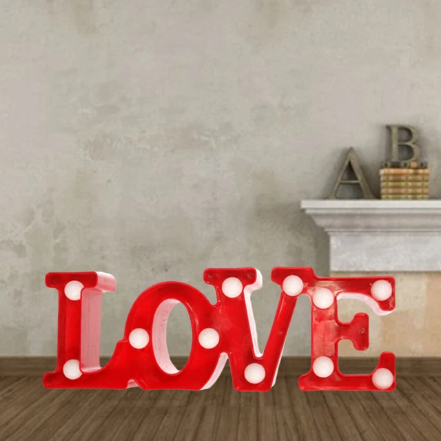 LED NEON SIGN LOVE Letter Shaped Modeling Lamp Decorative Night Light ...