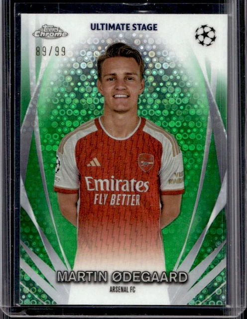 2023-24 TOPPS CHROME UCL Martin Odegaard réfracteur vert Ultimate Stage ...
