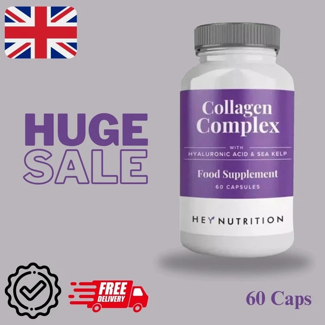 HEY NUTRITION-COLLAGEN COMPLEX with Hyaluronic Acid , Biotin & Sea Kelp ...