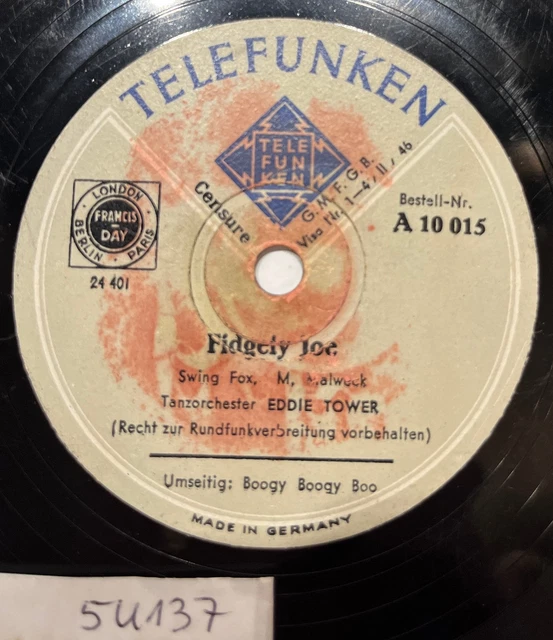 78RPM WWII NAZIERA Euro Swing EDDIE TOWER Boogy Boogy Boo/ Fidgety Joe ...
