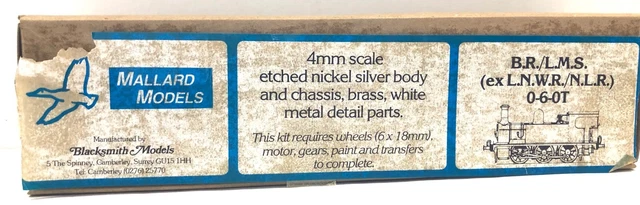 4MM/OO GAUGE BLACKSMITHS MODELS BR/LMS (Ex LNWR/NLR) 0-6-0T LOCO BODY ...
