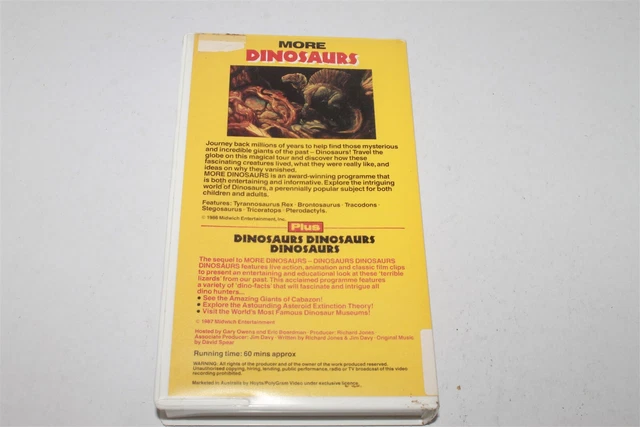 MORE DINOSAURS PLUS Dinosaurs Dinosaurs Dinosaurs VHS Video 1987 Hoyts ...