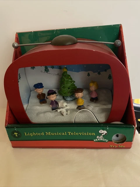 PEANUTS LIGHTED MUSICAL Retro Television Display Charlie Brown ...