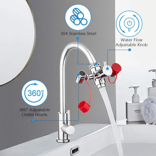 EYE WASH STATION, Emergency Eyewash Stations Faucet Mounted for Sink ...