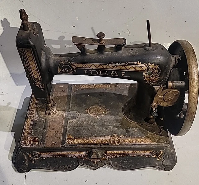 VINTAGE RARE IDEAL Hand Crank Sewing Machine As Found For Restoration ...