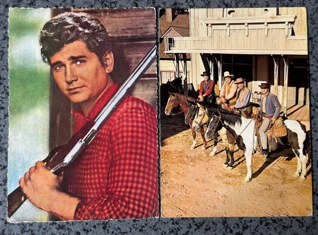 BONANZA &DIE CARTWRIGHTS& als Familie und Little Joe - 2 Postkarten ...