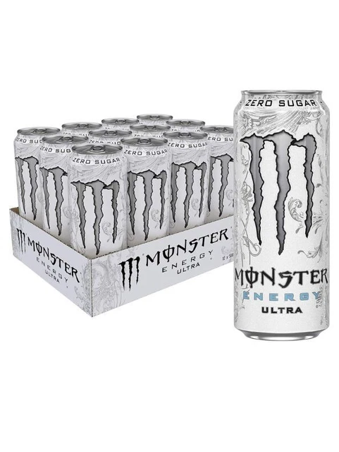 MONSTER ENERGY DRINK Ultra Zero White Zero 12 x 500ml Cans FREE ...