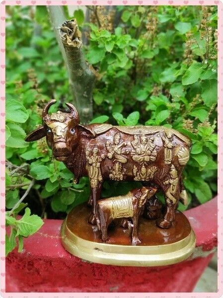 STATUE DE VACHE Kamdhenu en laiton pur avec veau, pièce maîtresse,... EUR 138,62 - PicClick FR