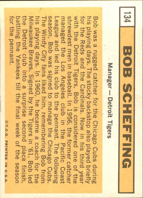 1963 TOPPS BASEBALL Card #134 Bob Scheffing MG - Neuf EUR 5,53 ...