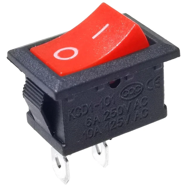 ROCKER SWITCH 2 PIN ON-OFF SPST 125VAC/10A 250VAC/3A 21x15mm RED KCD1 2 ...