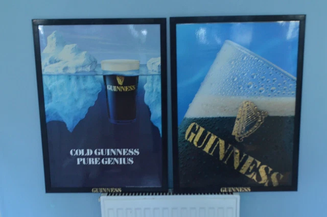 2X GUINNESS DOUBLE SIDED LAMINATED ADVERTISING SIGN BLACK PLASTIC FRAME ...