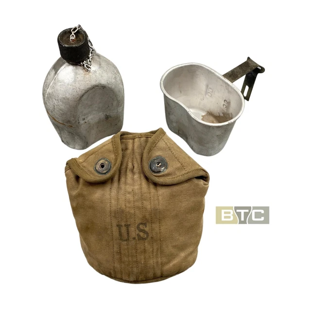 US ARMY WW2 Canteen, Khaki Cover & Cup Set - Original WW2 $175.00 ...
