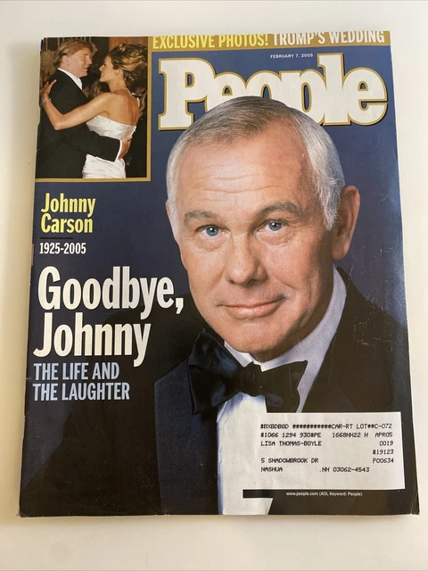 PEOPLE MAGAZINE FEBRUARY 7, 2005 Goodbye Johnny Carson Trump Wedding 💒 ...