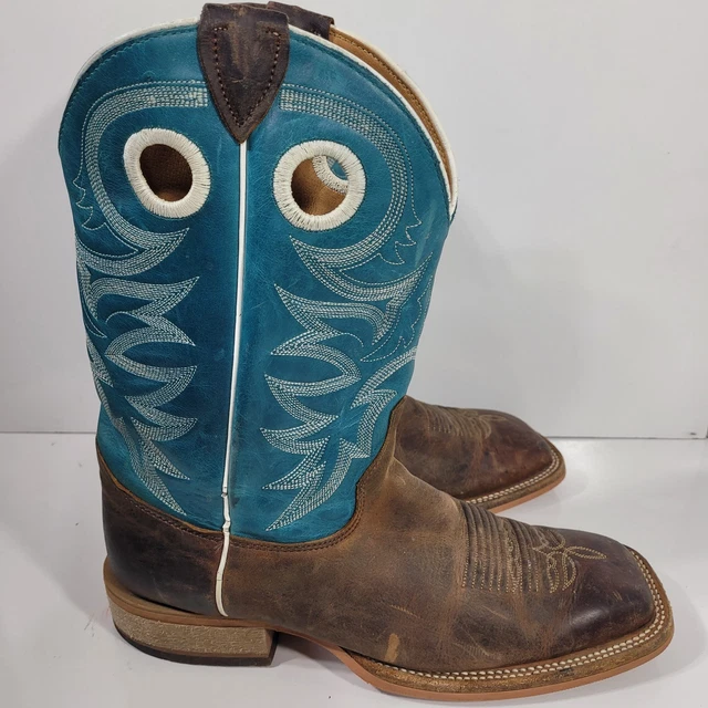 JUSTIN MEN'S BENT Rail Caddo BR742 Western Boots Size 9 EE Brown Blue ...
