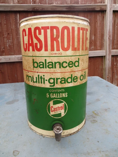 VINTAGE CASTROL MOTOR Oil 5 Gallon Drum Can Collectable Garage £80.00 ...