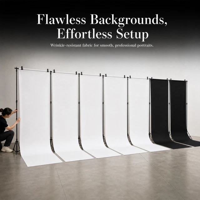 Fabric Photo Backdrop For Passport Pictures White And Black For Home