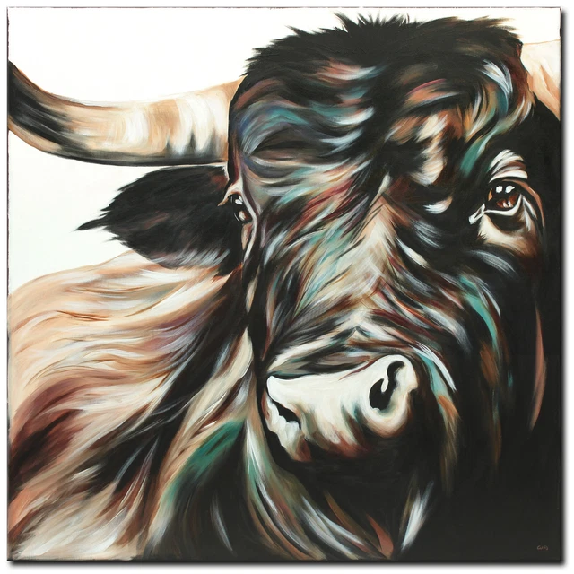 NOVAARTE ABSTRAKTE MALEREI Acryl Bild Gemälde Stier Kunst Modern Bulle ORIGINAL EUR 599,95 ...