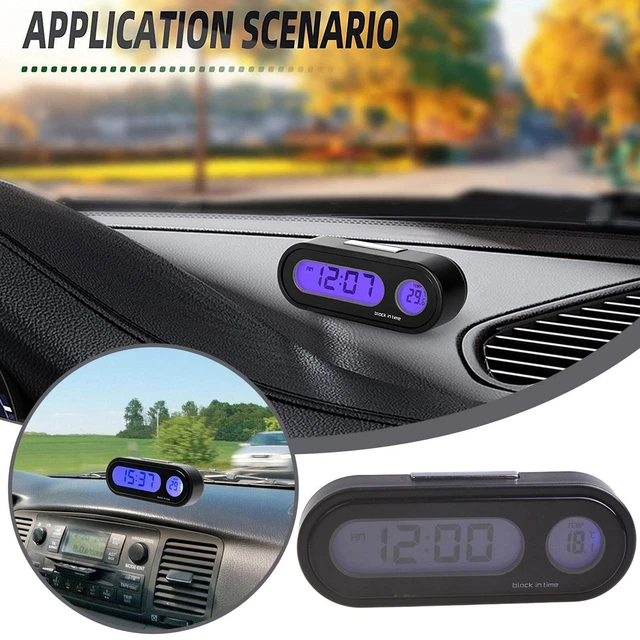 MINI LCD CAR Clock Digital Thermometer Car Luminous Electronic Watch ...