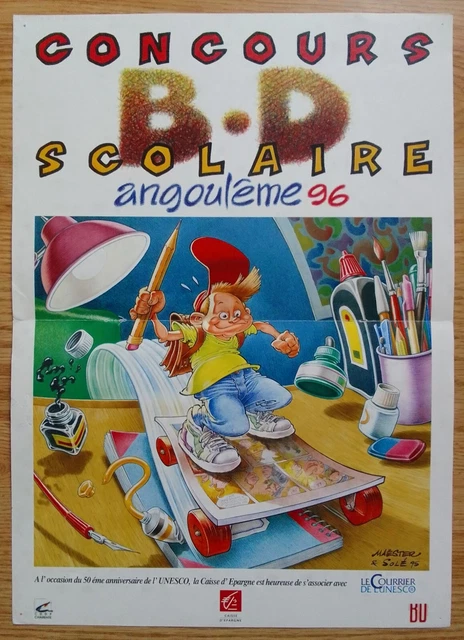 RARE POSTER MAESTER Concours BD scolaire Angoulême 1996 Fluide Glacial ...