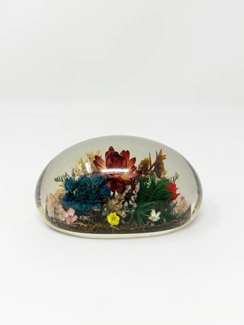 TARAX INFINITY PRODUCTS Paperweight Floral Landscape Lucite Polyquartz ...
