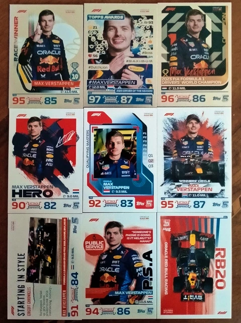 TOPPS TURBO ATTAX F1 2024-9 Cards Max Verstappen- Oracle Red Bull ...