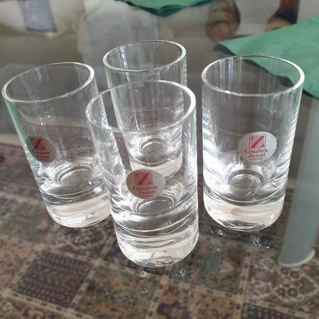 CRISTALLERIE ZWIESEL GERMANY Crystal Shot Glasses x 4 (3 with Stickers ...