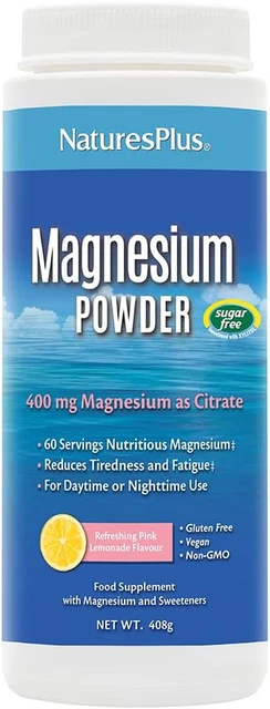 NATURESPLUS MAGNESIUM POWDER Pink Lemonade Flavour - 400Mg Highly ...