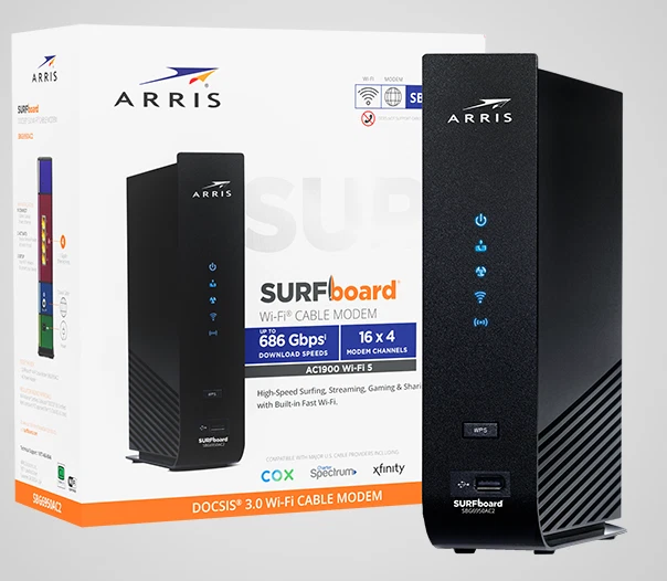ARRIS SURFBOARD (16X4) DOCSIS 3.0 Cable Modem/AC1900 Dual-Band Wi-Fi ...
