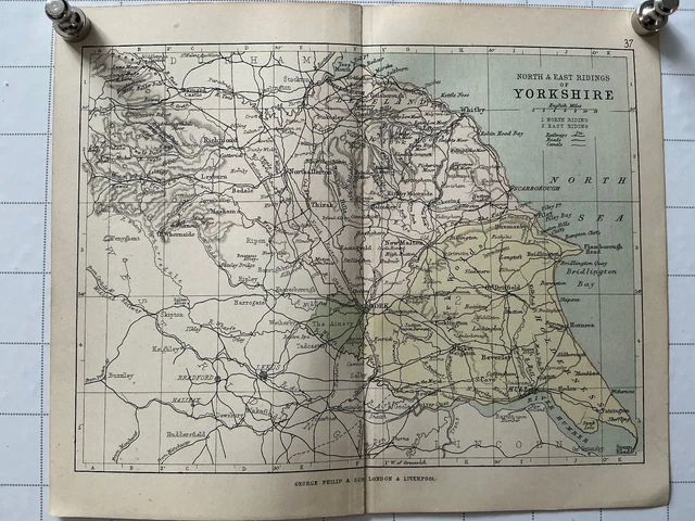YORKSHIRE - 1885 Original Antique County Map England Philip North ...